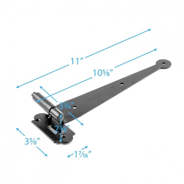 Black Wrought Iron Offset Strap Lift Off Pintle Hinge 11" x 2-5/8" Hinges with Mounting Hardware ...